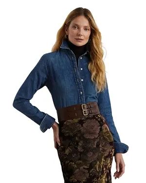 Ralph Lauren Button Front Denim Shirt - Blue