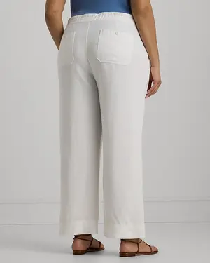 Ralph Lauren Plus Linen Drawcord Pants