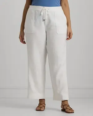 Ralph Lauren Plus Linen Drawcord Pants
