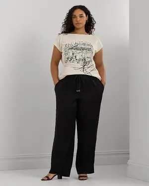 Ralph Lauren Plus Wide Leg Linen Pants