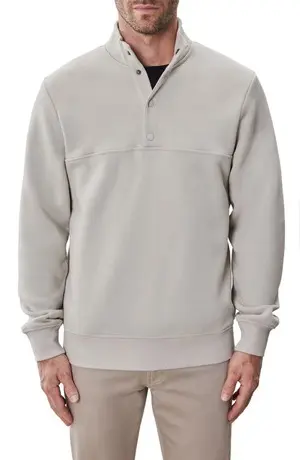 Robert Barakett Luner Rock Half Snap Sweater - Stone