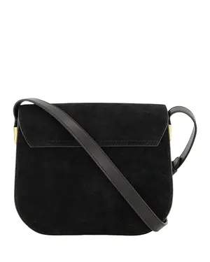 Vince Eris Saddle Leather & Suede Crossbody - Black