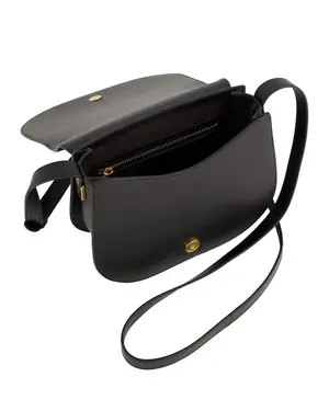 Vince Eris Saddle Leather & Suede Crossbody - Black
