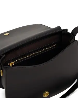 Vince Eris Saddle Leather & Suede Crossbody - Black