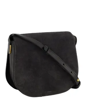 Vince Eris Saddle Leather & Suede Crossbody - Black