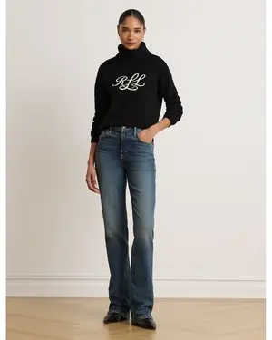 Ralph Lauren Logo Cashmere Turtleneck Sweater - Black