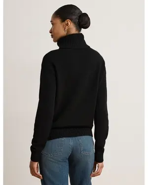 Ralph Lauren Logo Cashmere Turtleneck Sweater - Black