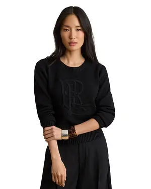 Ralph Lauren Combed Cotton Embroidered Logo Sweater - Black