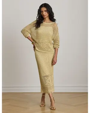 Ralph Lauren Pointelle Knit Linen Blend Sweater
