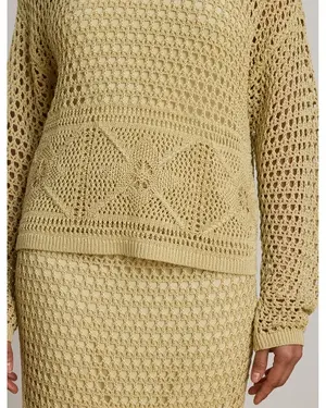 Ralph Lauren Pointelle Knit Linen Blend Sweater