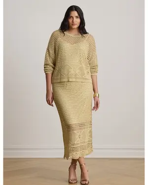 Ralph Lauren Pointelle Knit Linen Blend Sweater