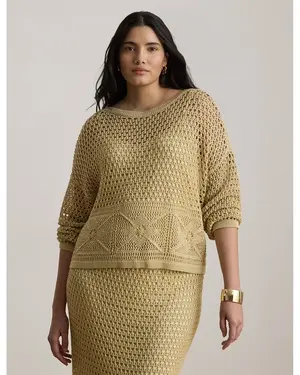 Ralph Lauren Pointelle Knit Linen Blend Sweater