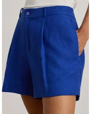 Ralph Lauren Pleated Linen Cotton Herringbone Shorts