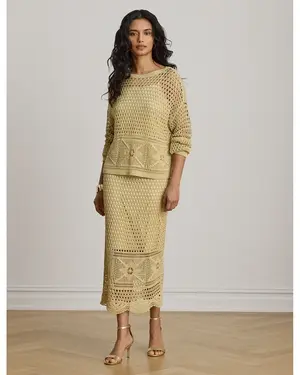 Ralph Lauren Pointelle Knit Midi Skirt