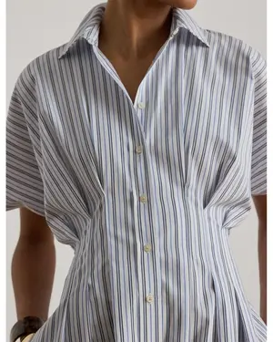 Ralph Lauren Pleated Broadcloth Shirt Dress
