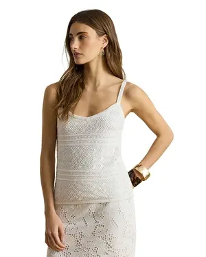 Ralph Lauren Pointelle Knit Linen-blend Sweater Tank Top - White