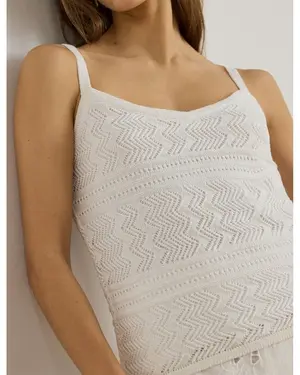 Ralph Lauren Pointelle Knit Linen-blend Sweater Tank Top