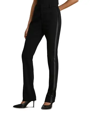 Ralph Lauren Satin Trim Crepe Straight Pants - Black