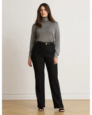 Ralph Lauren Satin Trim Crepe Straight Pants