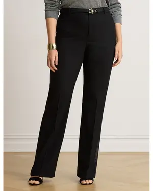 Ralph Lauren Satin Trim Crepe Straight Pants