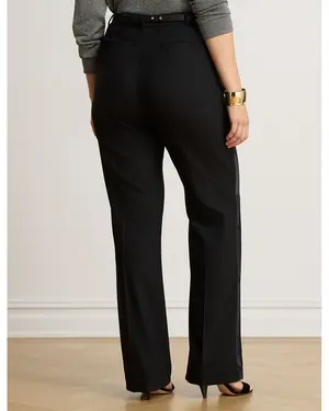 Ralph Lauren Satin Trim Crepe Straight Pants