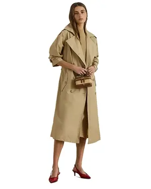 Ralph Lauren Double Breasted Cotton Trench Coat - Tan