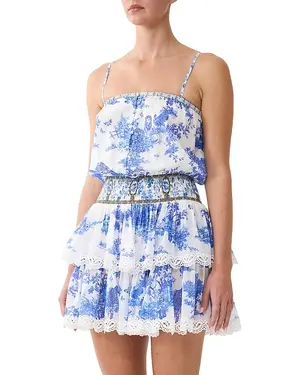 Camilla Cotton Smocked Waist Mini Dress - Fleur Libetine