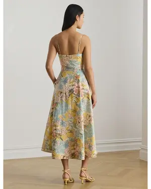Ralph Lauren Floral Linen Sleeveless Midi Dress