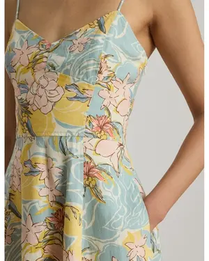 Ralph Lauren Floral Linen Sleeveless Midi Dress