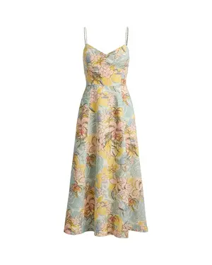 Ralph Lauren Floral Linen Sleeveless Midi Dress