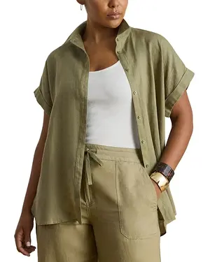 Ralph Lauren Relaxed Fit Linen Short Sleeve Shirt - Light Agave