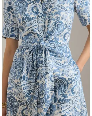 Ralph Lauren Paisley Tie Front Linen Shirtdress
