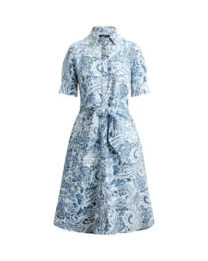 Ralph Lauren Paisley Tie Front Linen Shirtdress