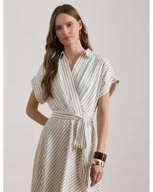Ralph Lauren Striped Belted Twill Dress