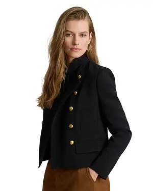 Ralph Lauren Double Breasted Sable Crepe Jacket - Black