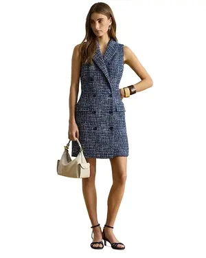 Ralph Lauren Boucle Shirt Dress - Navy Blue Multi