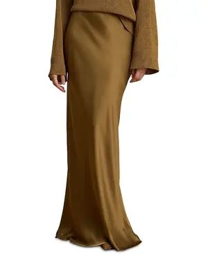 Ralph Lauren Satin Charmeuse Maxi Skirt - Bronze