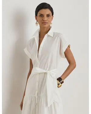 Ralph Lauren Eyelet Broadcloth Tiered Shirtdress