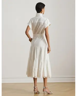 Ralph Lauren Eyelet Broadcloth Tiered Shirtdress
