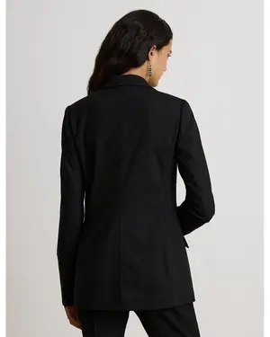 Ralph Lauren Satin Trim Double Breasted Wool Blazer