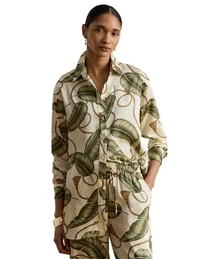 Ralph Lauren Relaxed Fit Rope Print Twill Shirt - White Multi