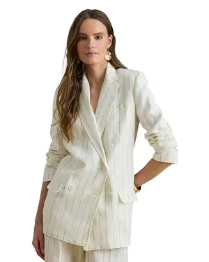 Ralph Lauren Striped Linen Twill Blazer - White Multi