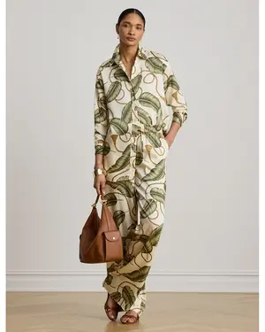 Ralph Lauren Rope Print Twill Wide Leg Pant