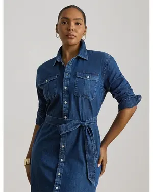 Ralph Lauren Belted Denim Midi Shirtdress