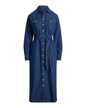 Ralph Lauren Belted Denim Midi Shirtdress