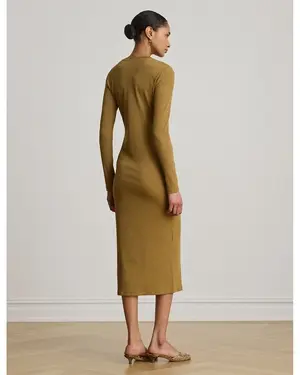 Ralph Lauren Ribbed Henley Midi Dress