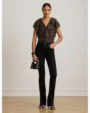 Ralph Lauren Ruffled Trim Georgette Top
