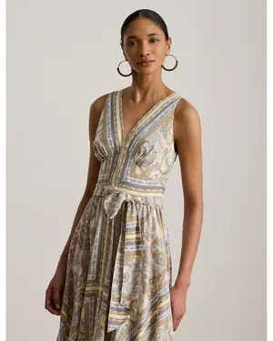 Ralph Lauren Paisley Georgette Handkerchief Hem Dress