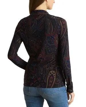 Ralph Lauren Paisley Stretch Crossover Neck Top