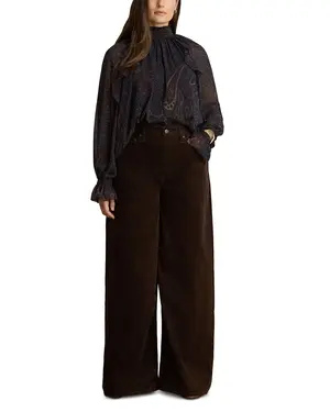 Ralph Lauren Paisley Print Georgette Mock Neck Blouse